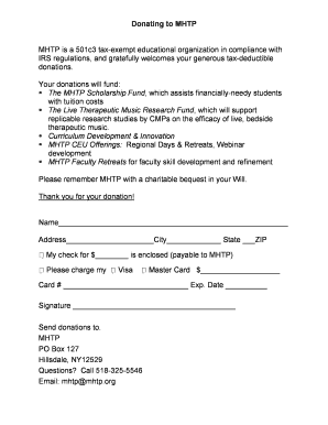 Fillable Online mhtp Donations to MHTPdoc - mhtp Fax Email Print ...