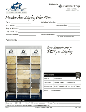 Fillable Online Merchandiser Display Order Form - Galleher Fax Email ...