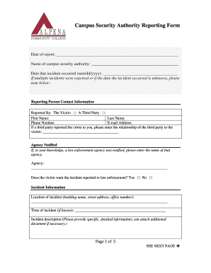 Fillable Online CSA Reporting Form - Alpena Community College Fax Email ...