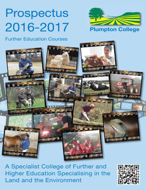 Fillable Online 2016-2017 - Plumpton College Fax Email Print - pdfFiller