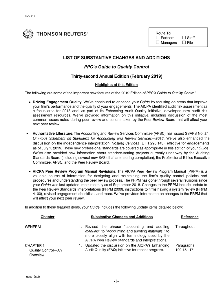 Fillable Online LIST OF SUBSTANTIVE CHANGES AND ADDITIONS PPCs Guide ...