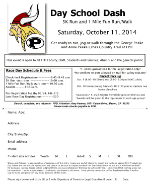 Fillable Online fpdmacon Day School Dash Form - fpdmaconorg Fax Email ...
