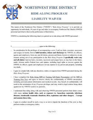 Fillable Online northwestfire CIVILIAN RIDE-ALONG LIABILITY WAIVER Fax ...