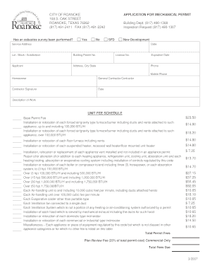 Fillable Online CITY OF ROANOKE APPLICATION FOR MECHANICAL PERMIT 108 S ...