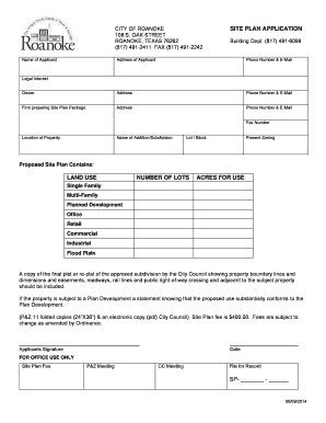 Fillable Online Site Plan Application 2013 W-CHECKLIST MASTER 2doc Fax ...