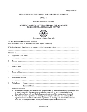 Fillable Online Form 1 Application by natural person to conduct a CCC ...