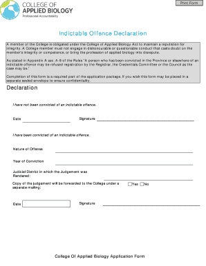 Fillable Online cab-bc Declaration - College of Applied Biology Fax ...