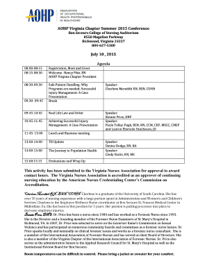 Fillable Online aohp Spring Conference AOHP Virginia Chapter - aohp Fax Email Print - pdfFiller