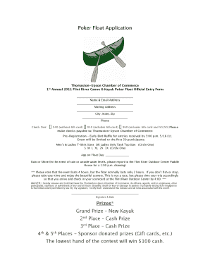 Fillable Online Poker Float Application - thomastonchambercom Fax Email ...