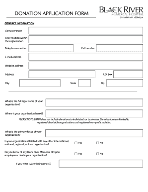 Fillable Online DONATION APPLICATION FORM - brmhnet Fax Email Print ...