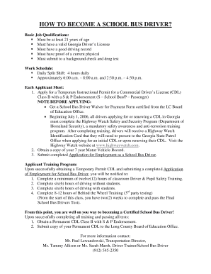 Fillable Online HOW TO BECOME A SCHOOL BUS DRIVER Fax Email Print ...