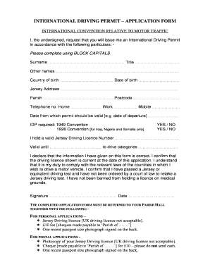 Fillable Online parish gov International Driving Permit Application ...