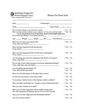 Fillable Online History For Dexa Scan - sdmi-lvcom Fax Email Print ...