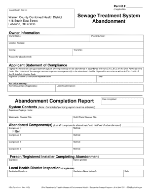 Fillable Online Sewage Treatment System Abandonment Fax Email Print ...