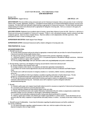 Fillable Online cwood JOB TITLE LPN Fax Email Print - pdfFiller