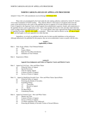 Fillable Online aoc state nc NORTH CAROLINA RULES OF APPELLATE ...
