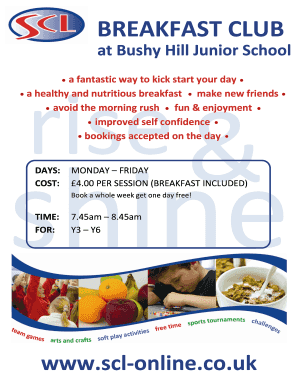 Fillable Online BREAKFAST CLUB a healthy and nutritious breakfast make ...