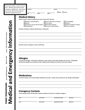 Fillable Online schuylkillriver cs med form Fax Email Print - pdfFiller