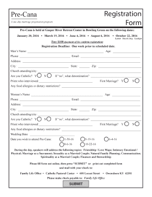 Fillable Online Pre-Cana Fax Email Print - pdfFiller