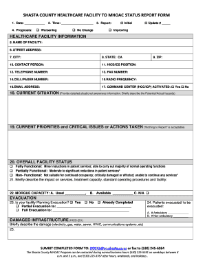 Fillable Online Shasta county healthcare facility to mhoac status ...