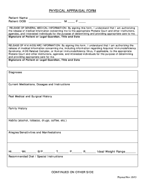 Fillable Online PHYSICAL APPRAISAL FORM - Probate Court Fax Email Print ...
