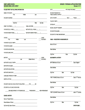 Fillable Online Application Grades 1 to 8 Revised 0711 Fax Email Print ...