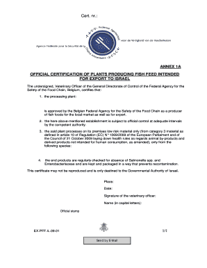 Fillable Online ANNEX 1A OFFICIAL CERTIFICATION OF PLANTS PRODUCING ...