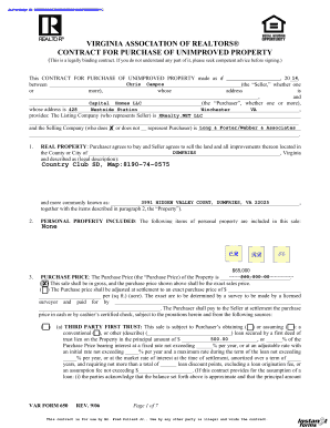 Fillable Online Virginia association of realtors contract for purchase ...