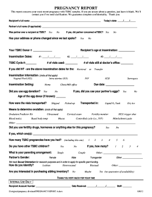 Fillable Online PREGNANCY REPORT - The Sperm Bank of California Fax ...