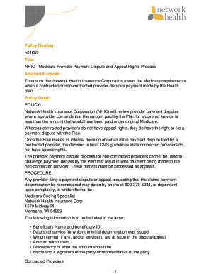 Fillable Online Medicare Provider Payment Dispute and Appeal Rights ...