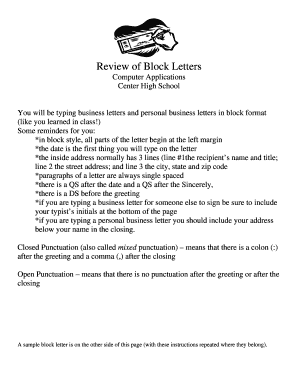 Fillable Online REVIEW OF BLOCK LETTER FORMAT Fax Email Print - pdfFiller