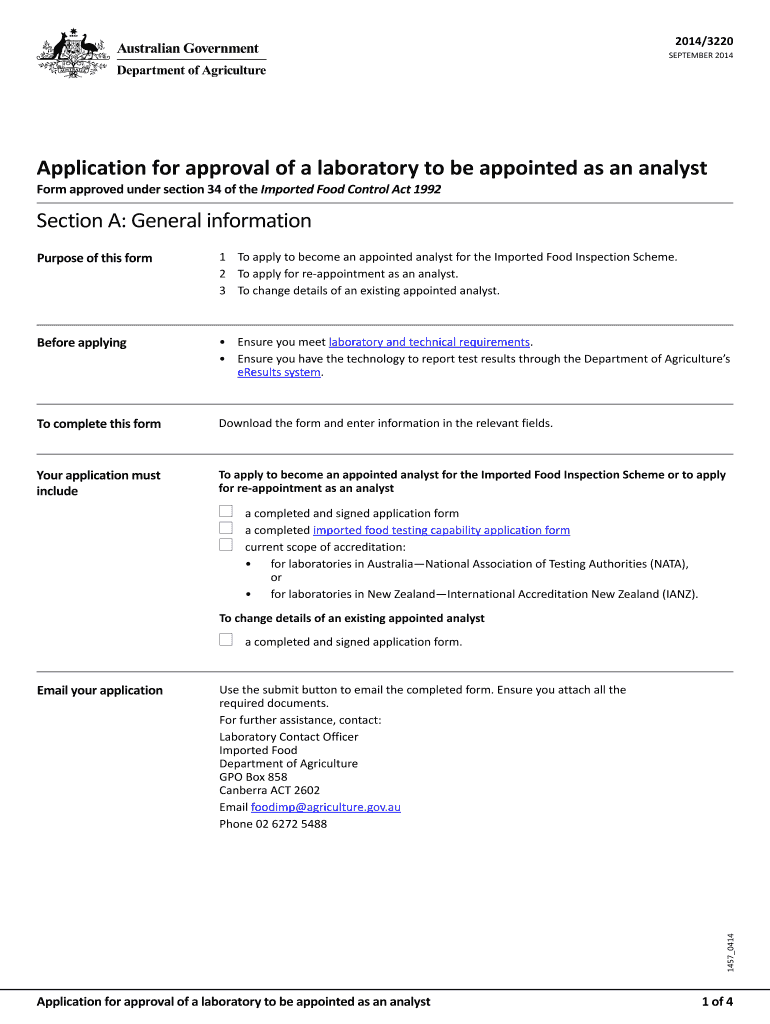 Fillable Online Application for approval of a laboratory to be ...
