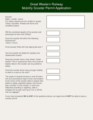 Fillable Online Application for a mobility scooter permit - First Great ...