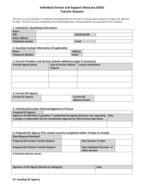 Fillable Online dhs state il ISSA Transfer Request Form with ...