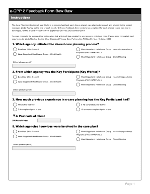 Fillable Online E-CPP 2 Feedback Form Baw Baw Fax Email Print - pdfFiller