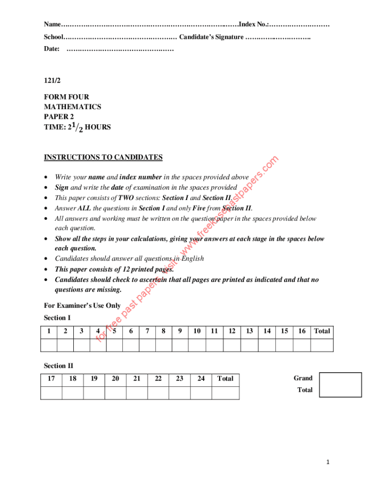 Maneb Past Papers - Fill Online, Printable, Fillable, Blank | pdfFiller