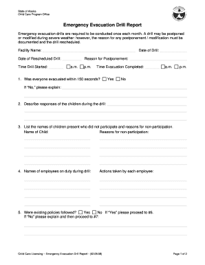Fillable Online Emergency Evacuation Drill Report Fax Email Print ...