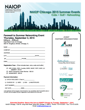 Fillable Online naiopchicago Farewell to Summer Networking Event ...
