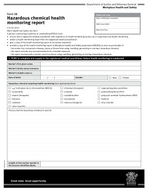 Fillable Online Form 28 - Hazardous chemicals health monitoring report ...