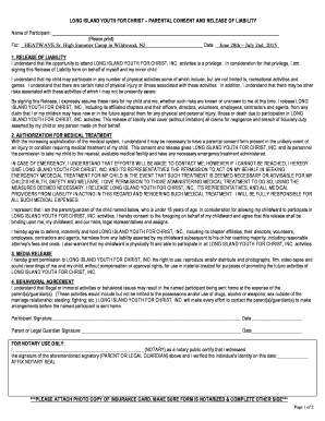 Fillable Online longisland yfc Medical Release-Parental Consent Form ...
