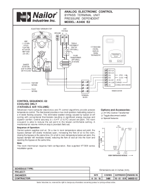Fillable Online Submittal, Model A3400 E2, Analog Electronic Control ...