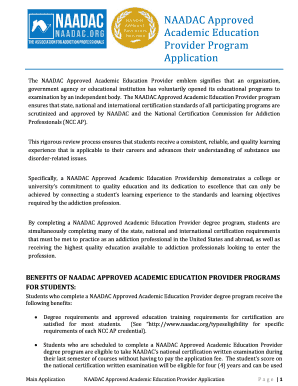 Fillable Online NAADAC Approved Academic Education Provider Program ...