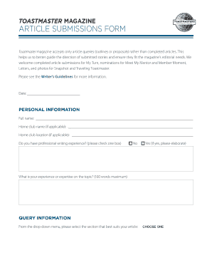 Fillable Online toastmasters TOASTMASTER MAGAZINE ARTICLE SUBMISSIONS ...
