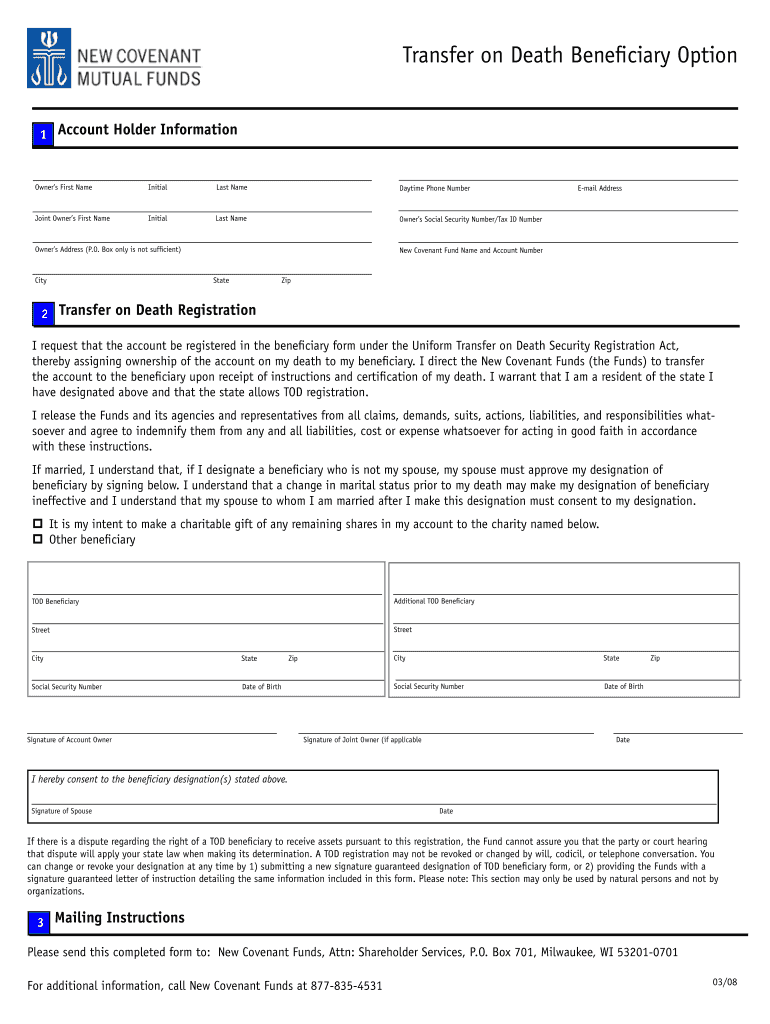 Fillable Online Transfer on Death Beneficiary Option Fax Email Print ...