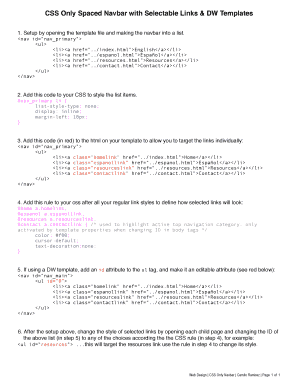Fillable Online CSS Only Spaced Navbar with Selectable Links & DW ...
