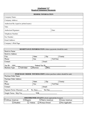 Fillable Online Attachment A Required Submission Documents BIDDER ...