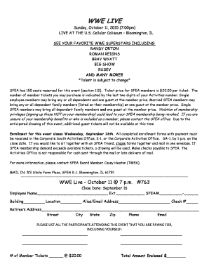 Fillable Online WWE LIVE Fax Email Print - pdfFiller