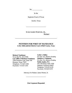 Fillable Online PETITION FOR WRIT OF MANDAMUS - Public Justice Fax Email Print - pdfFiller