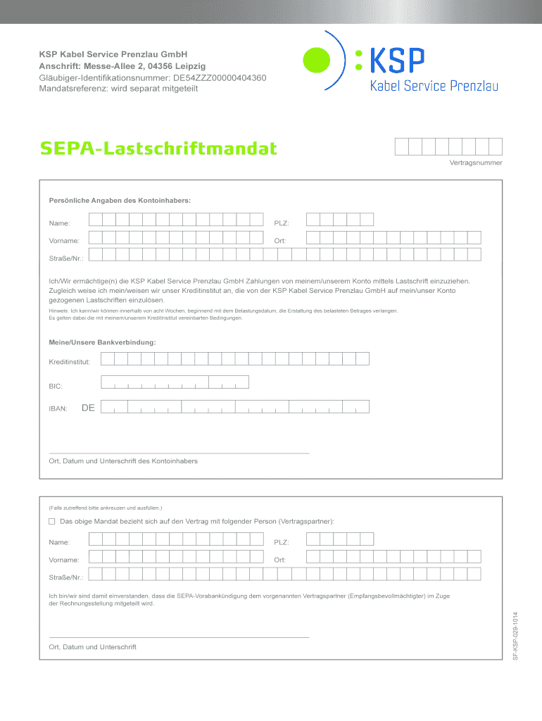 Ausfüllbar Online SEPA-Mandat A4 final 080813 Fax Email Drucken - pdfFiller