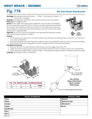 Fillable Online SWAY BRACE SEISMIC - Anvil International Fax Email ...